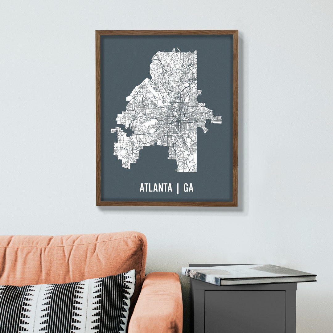 Atlanta City Blueprint Map Poster, 16 X 20 Art Print of Atlanta - Etsy
