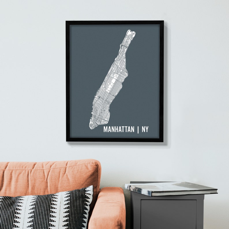 Manhattan City Blueprint Map Poster 16 X 20 Art Print of - Etsy