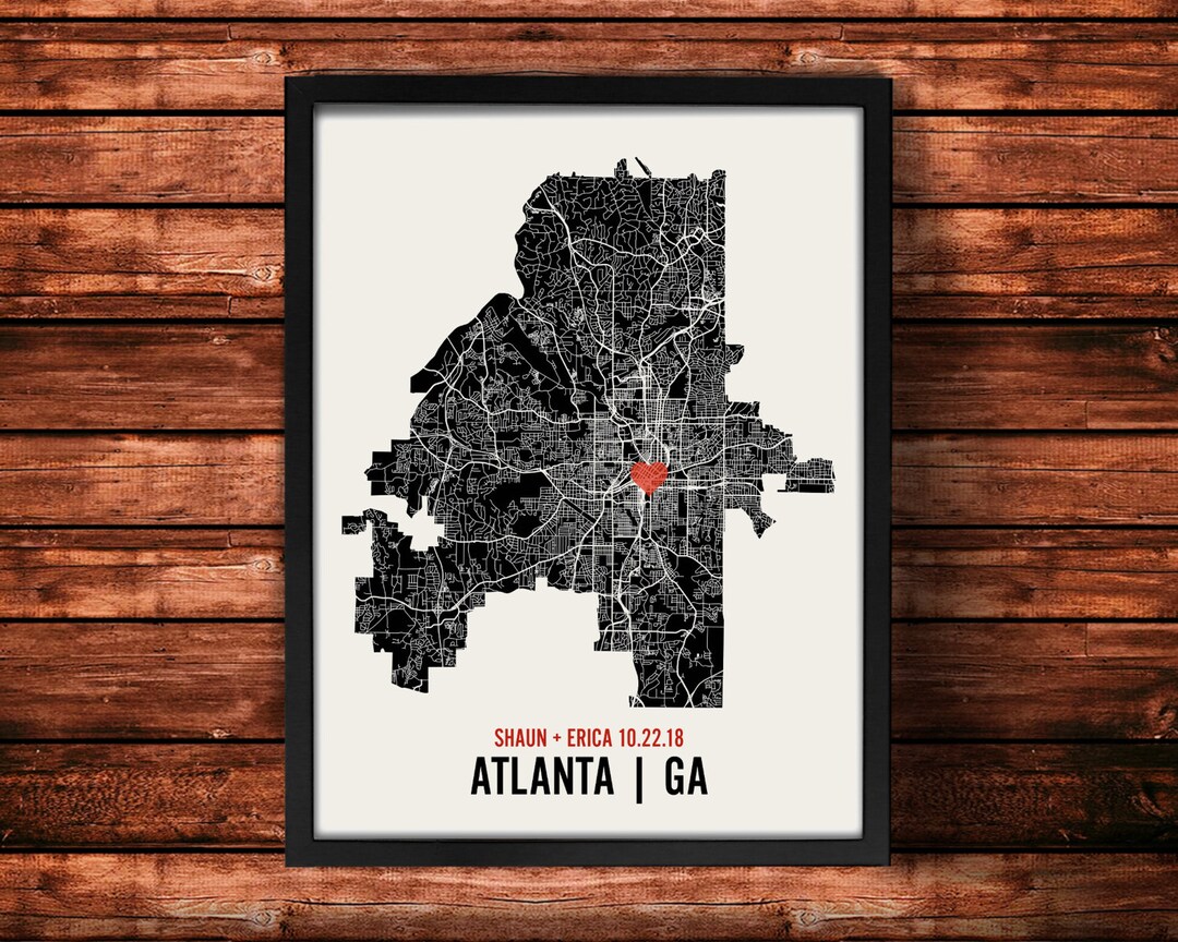 Personalized Atlanta City Map Art Print - Custom Run Modern Wall Poster ...