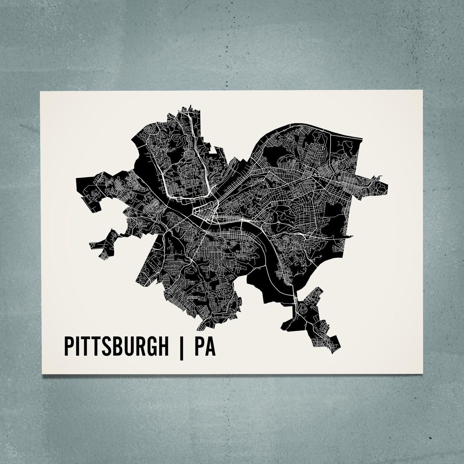 Pittsburgh Map | Pittsburgh Wall Art | Pittsburgh Neighborhood Print ...