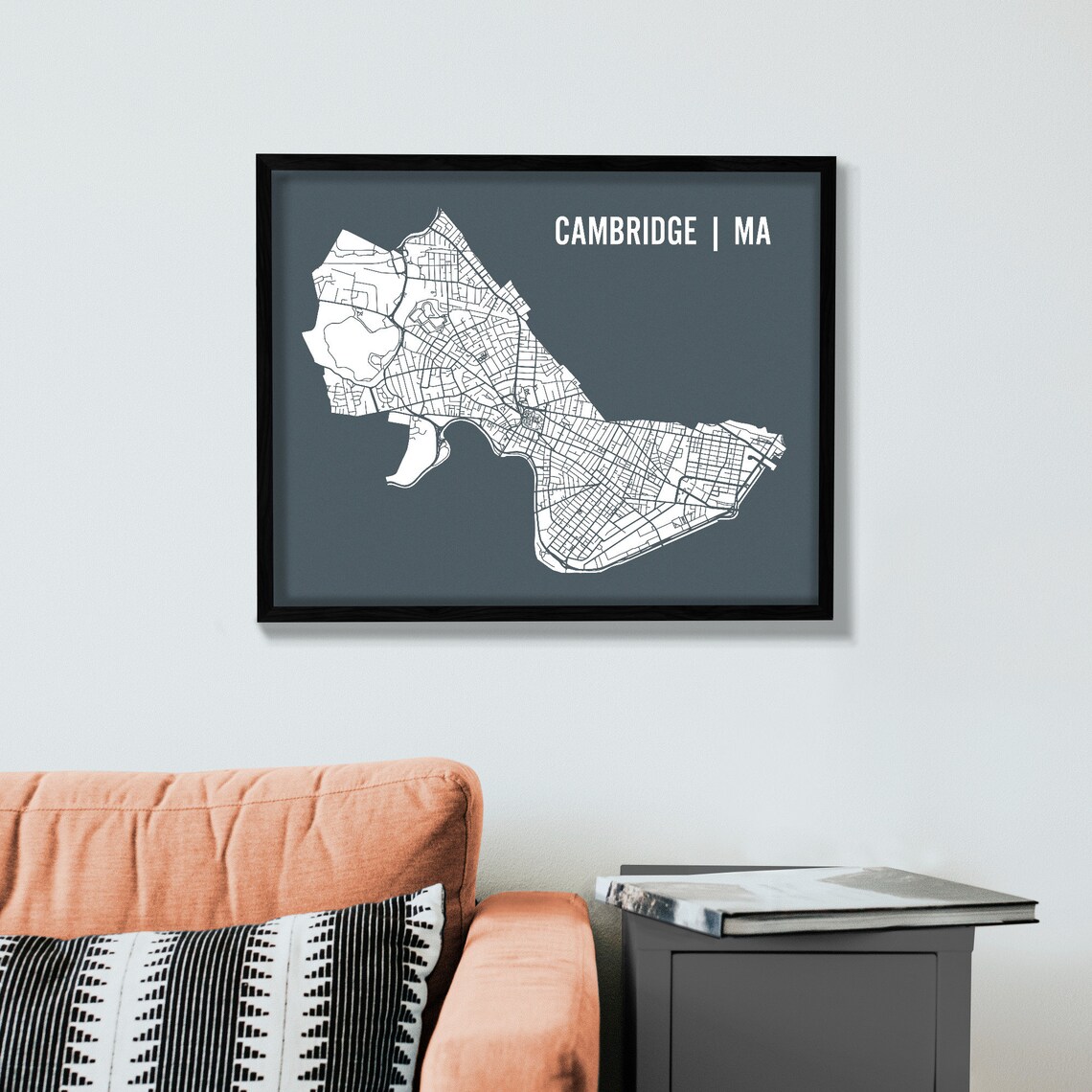 Cambridge City Blueprint Map Poster 16 X 20 Art Print of | Etsy