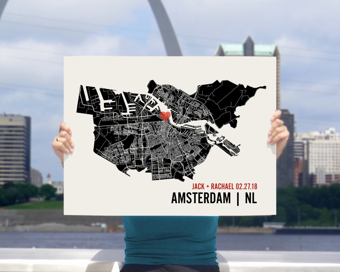Personalized Amsterdam City Map Art Print - Custom Run Modern Wall ...