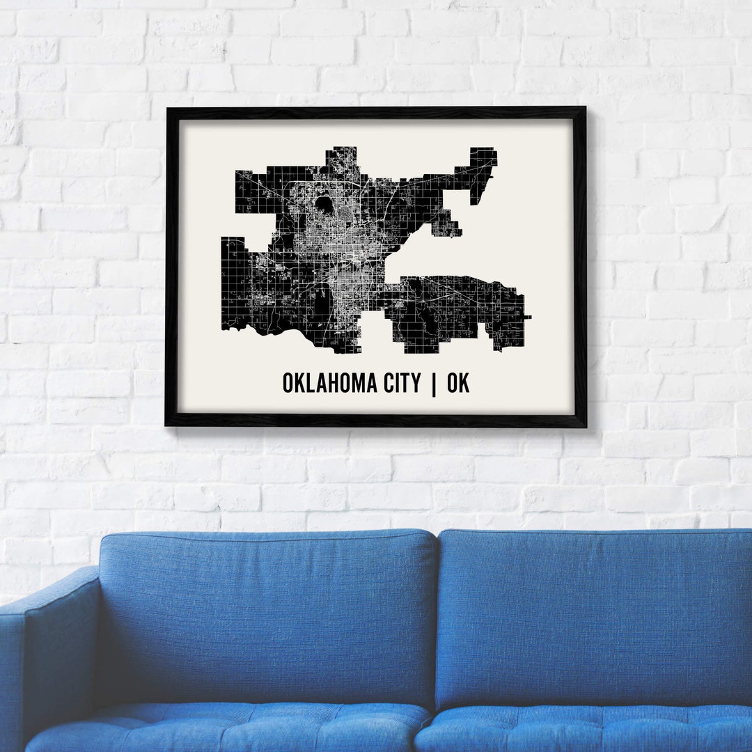 Oklahoma City Map | Oklahoma City Wall Art | Oklahoma City Neighborhood ...