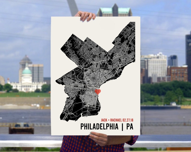 Personalized Philadelphia City Map Art Print Custom Run - Etsy