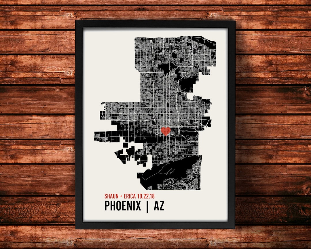 Personalized Phoenix City Map Art Print - Custom Run Modern Wall Poster ...