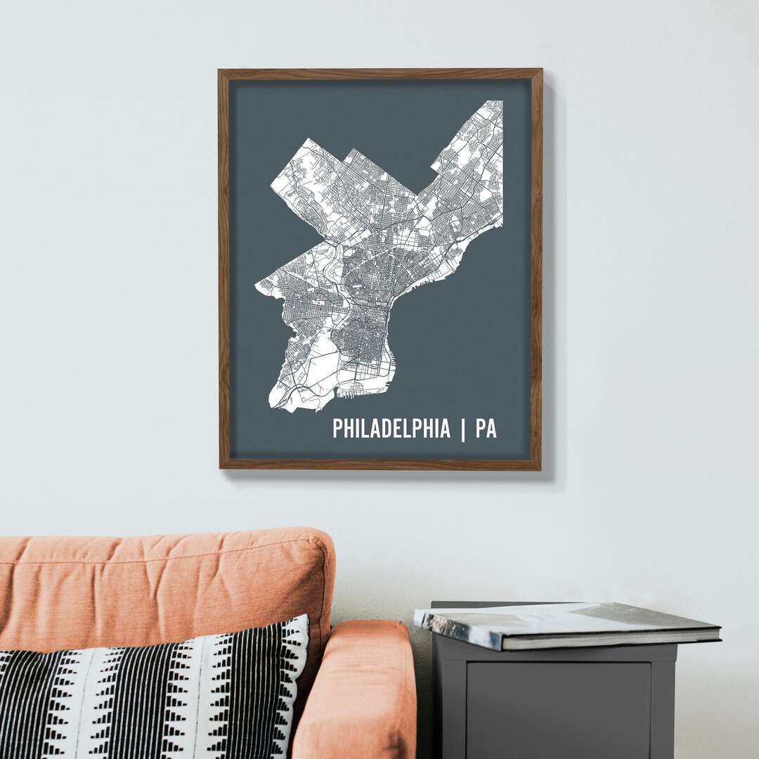 Philadelphia City Blueprint Map Poster, 16 X 20 Art Print of ...