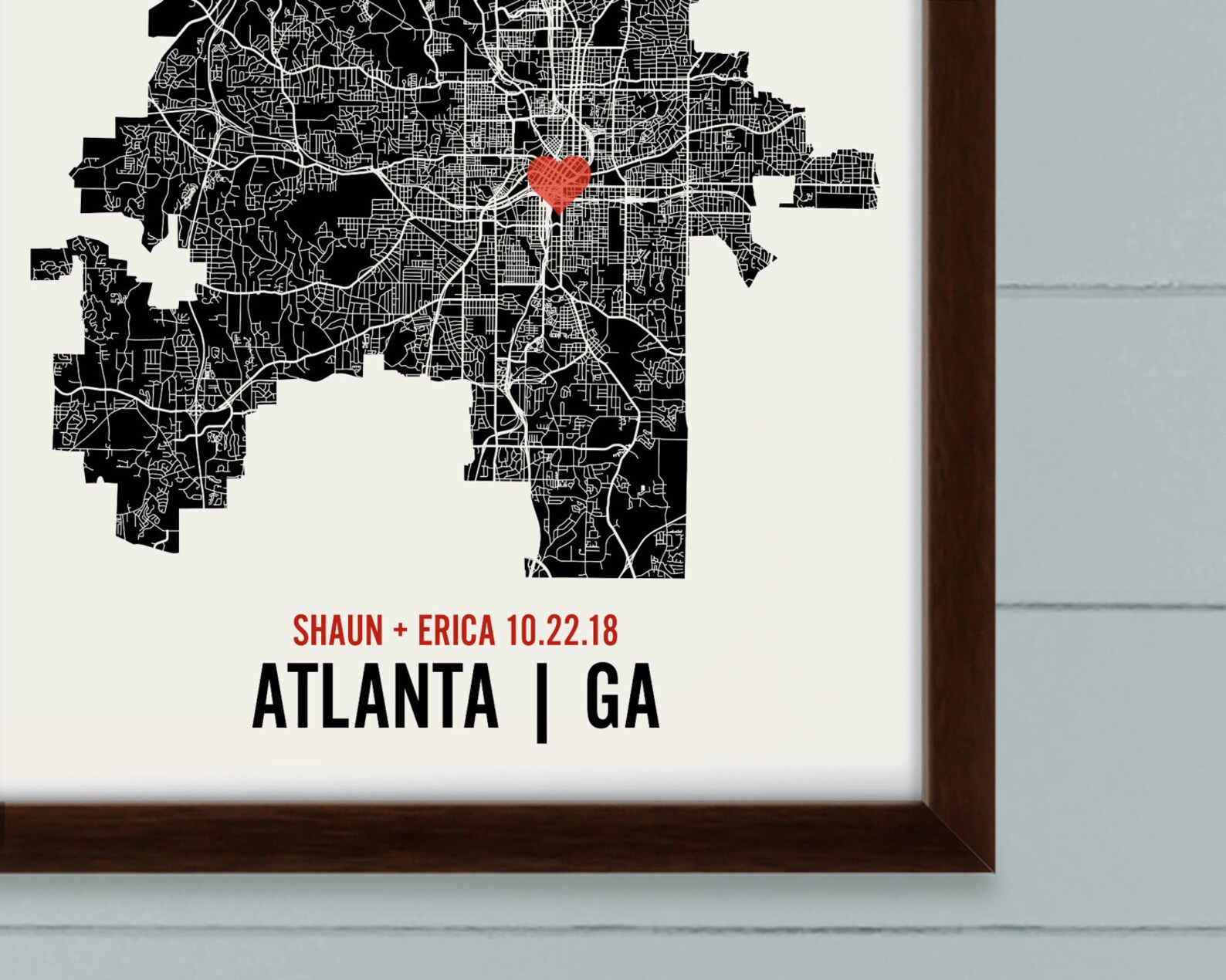 Personalized Atlanta City Map Art Print Custom Run Modern | Etsy