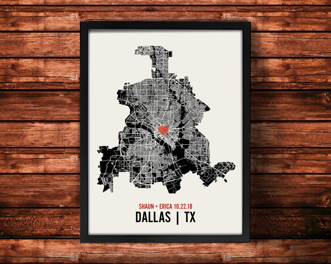 Personalized Dallas City Map Art Print - Custom Run Modern Wall Poster ...