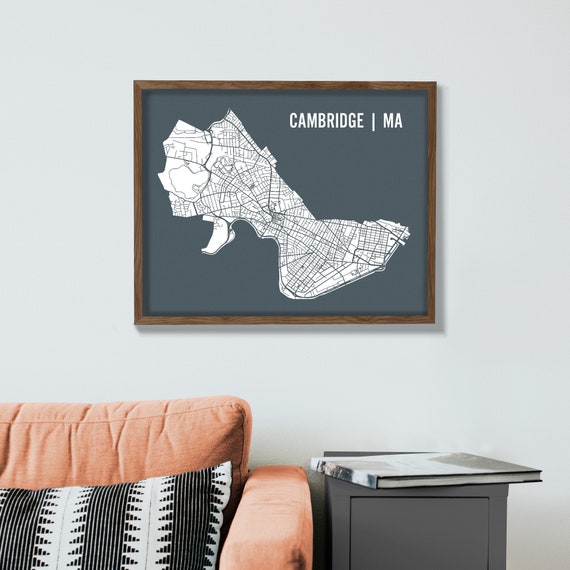 Cambridge City Blueprint Map Poster 16 X 20 Art Print of | Etsy