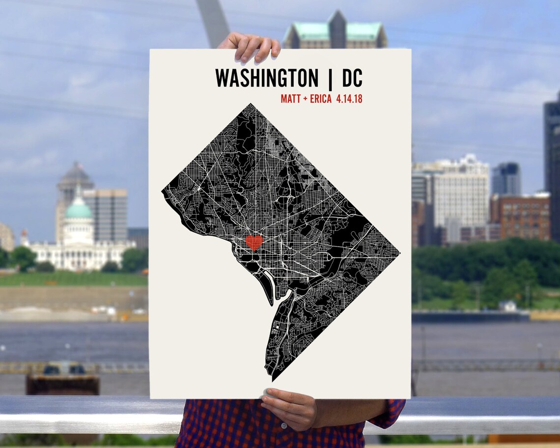 Personalized Washington DC City Map Art Print Custom Run - Etsy