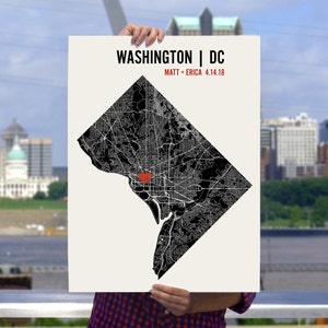 Personalized Washington DC City Map Art Print - Custom Run Modern Wall ...