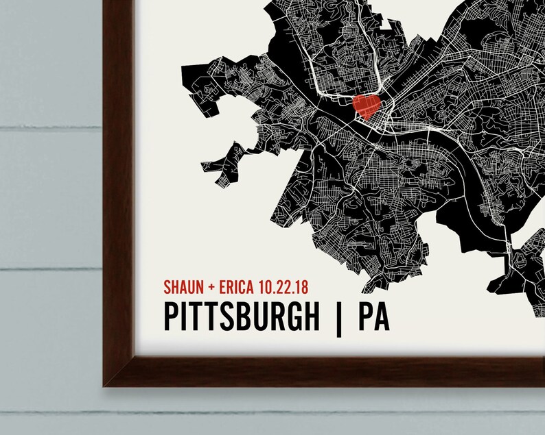 Personalized Pittsburgh City Map Art Print - Custom Run Modern Wall ...