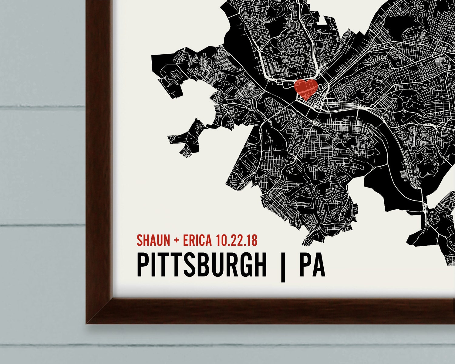 Personalized Pittsburgh City Map Art Print - Custom Run Modern Wall ...
