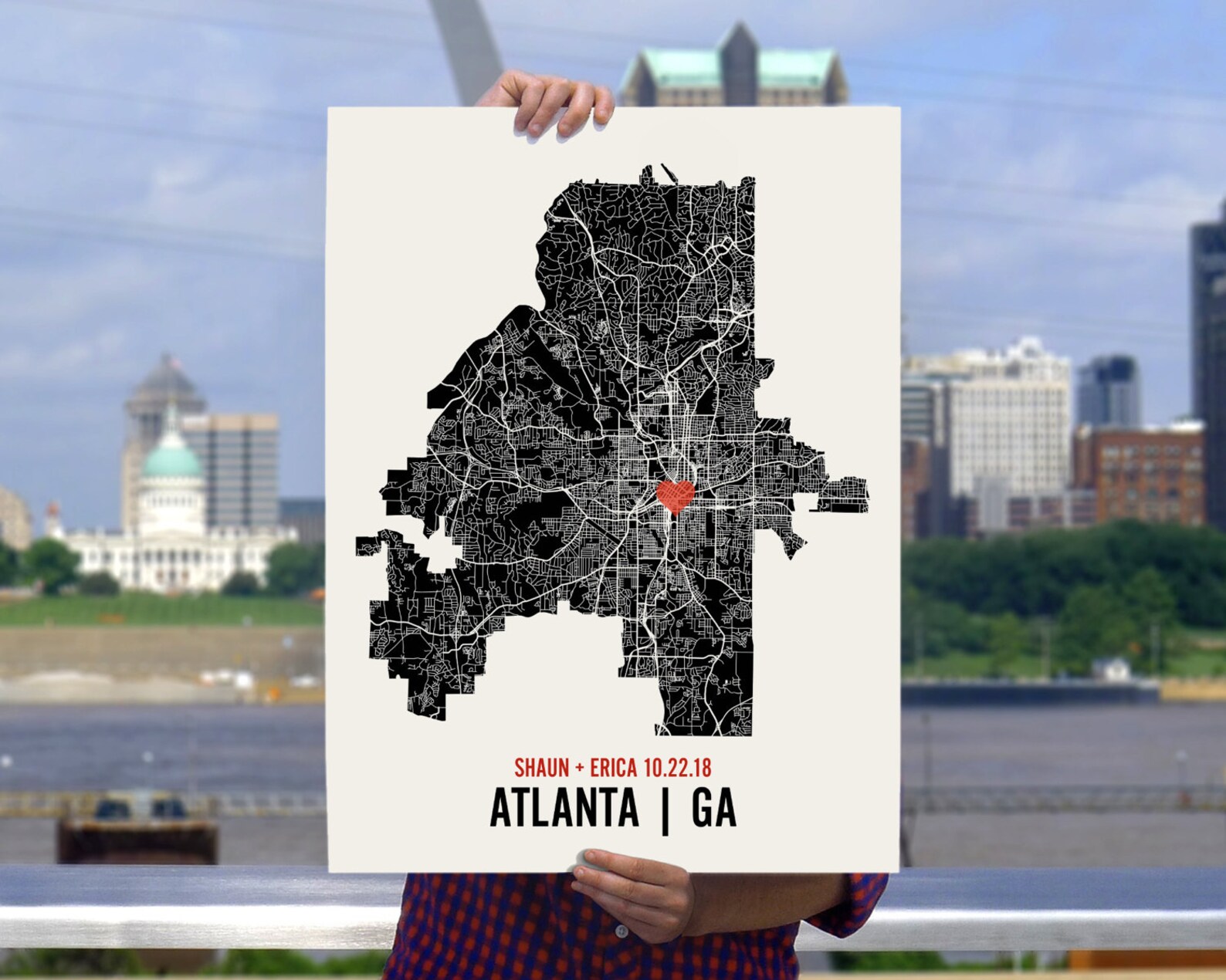 Personalized Atlanta City Map Art Print Custom Run Modern | Etsy