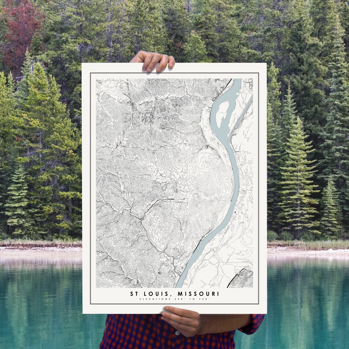 St Louis Map Poster Modern Minimalist Topographical Art Print | Etsy
