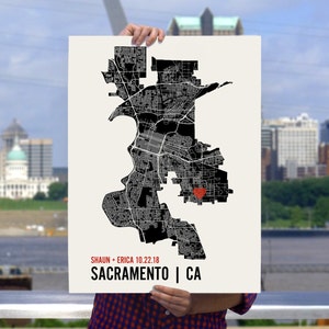 Personalized Sacramento City Map Art Print - Custom Run Modern Wall ...