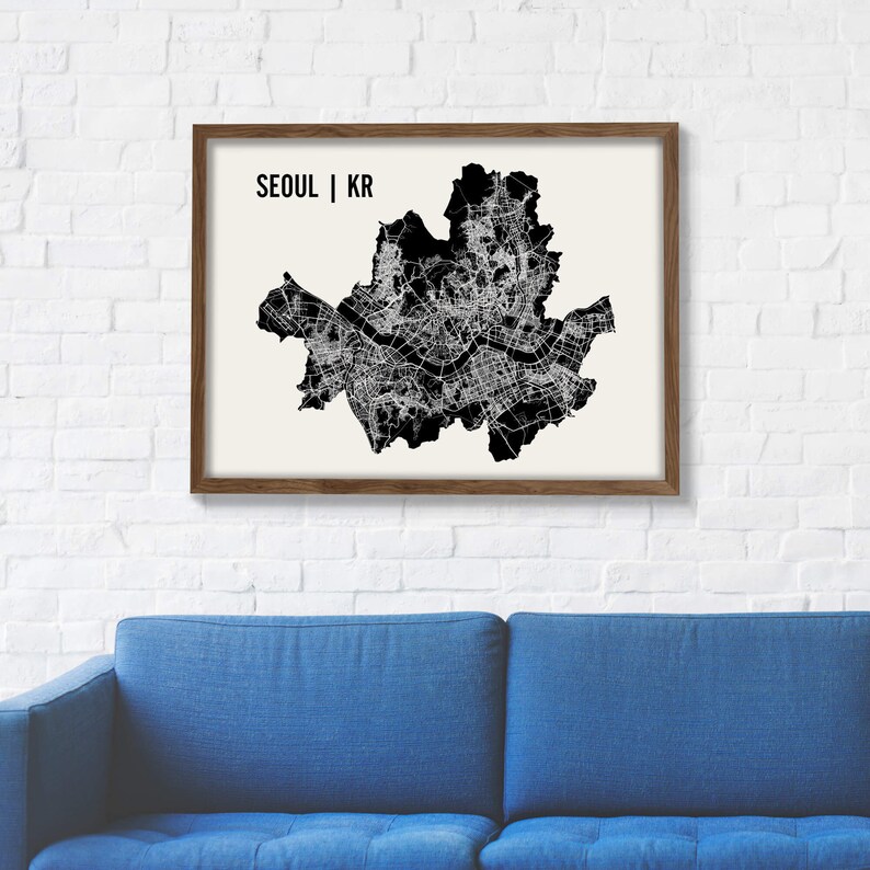 Seoul Map Seoul Wall Art Seoul Neighborhood Print Seoul | Etsy