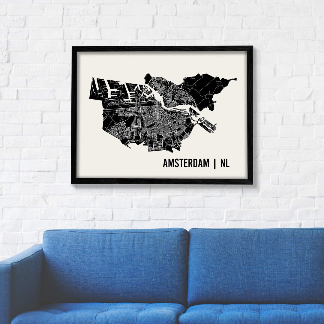 Amsterdam Map | Amsterdam Wall Art | Amsterdam Neighborhood Print ...
