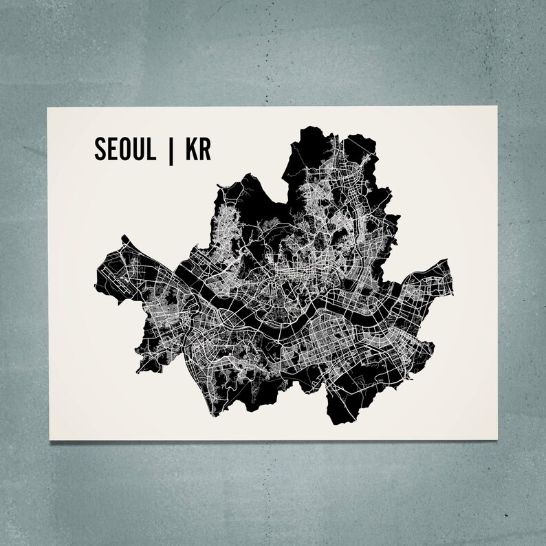 Seoul Map Seoul Wall Art Seoul Neighborhood Print Seoul | Etsy