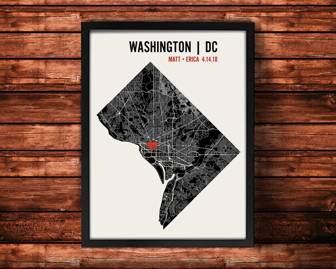 Personalized Washington DC City Map Art Print - Custom Run Modern Wall ...