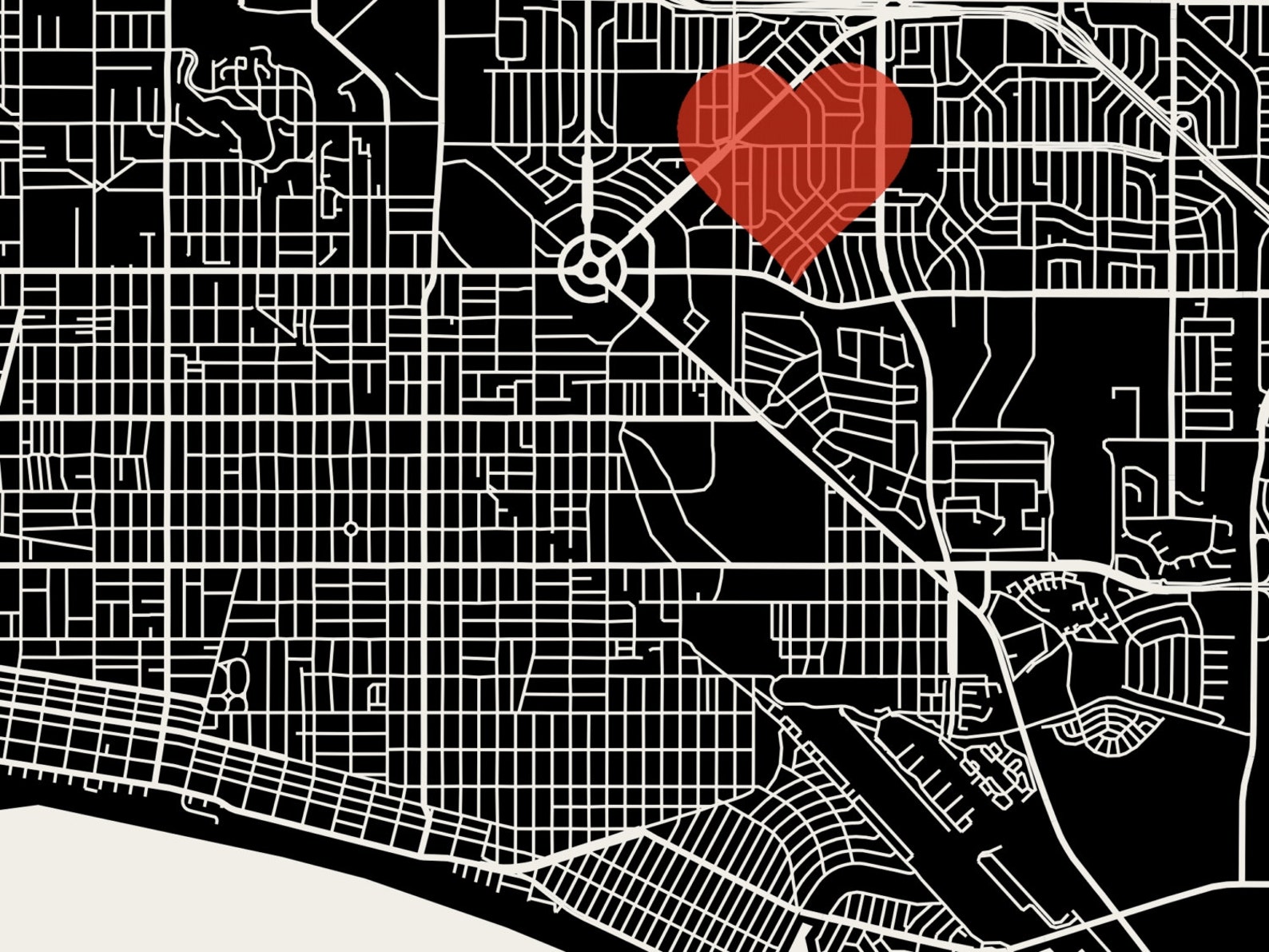 Personalized Long Beach City Map Art Print - Custom Run Modern Wall ...