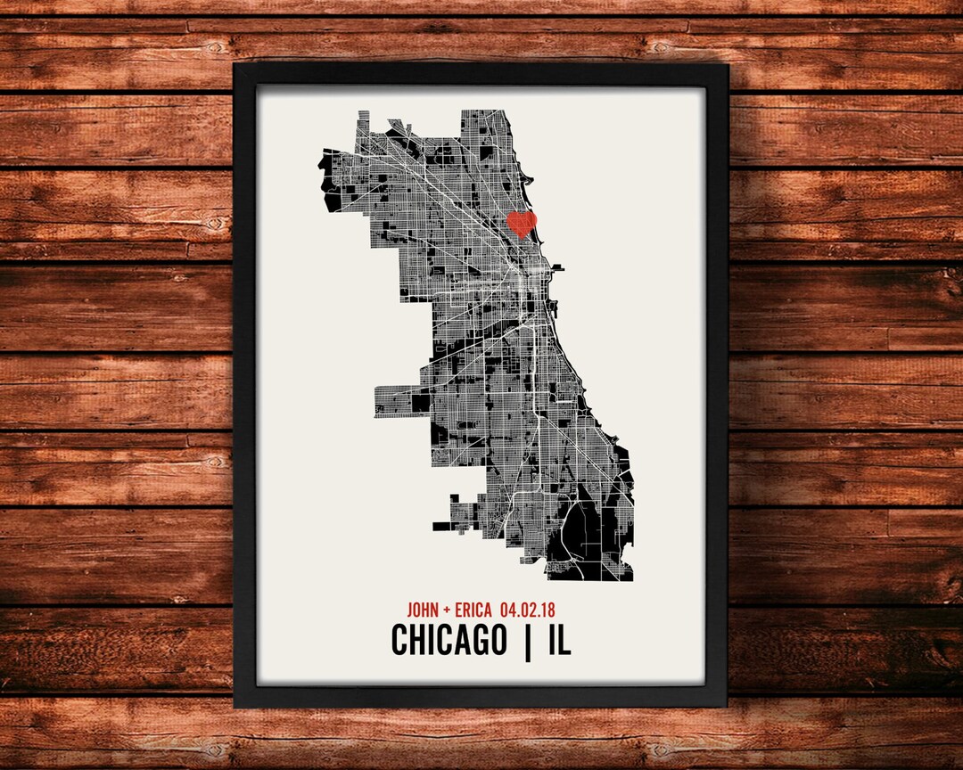 Personalized Chicago City Map Art Print - Custom Run Modern Wall Poster ...