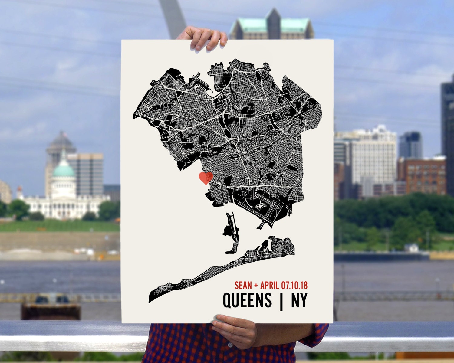 Personalized Queens City Map Art Print Custom Run Modern - Etsy