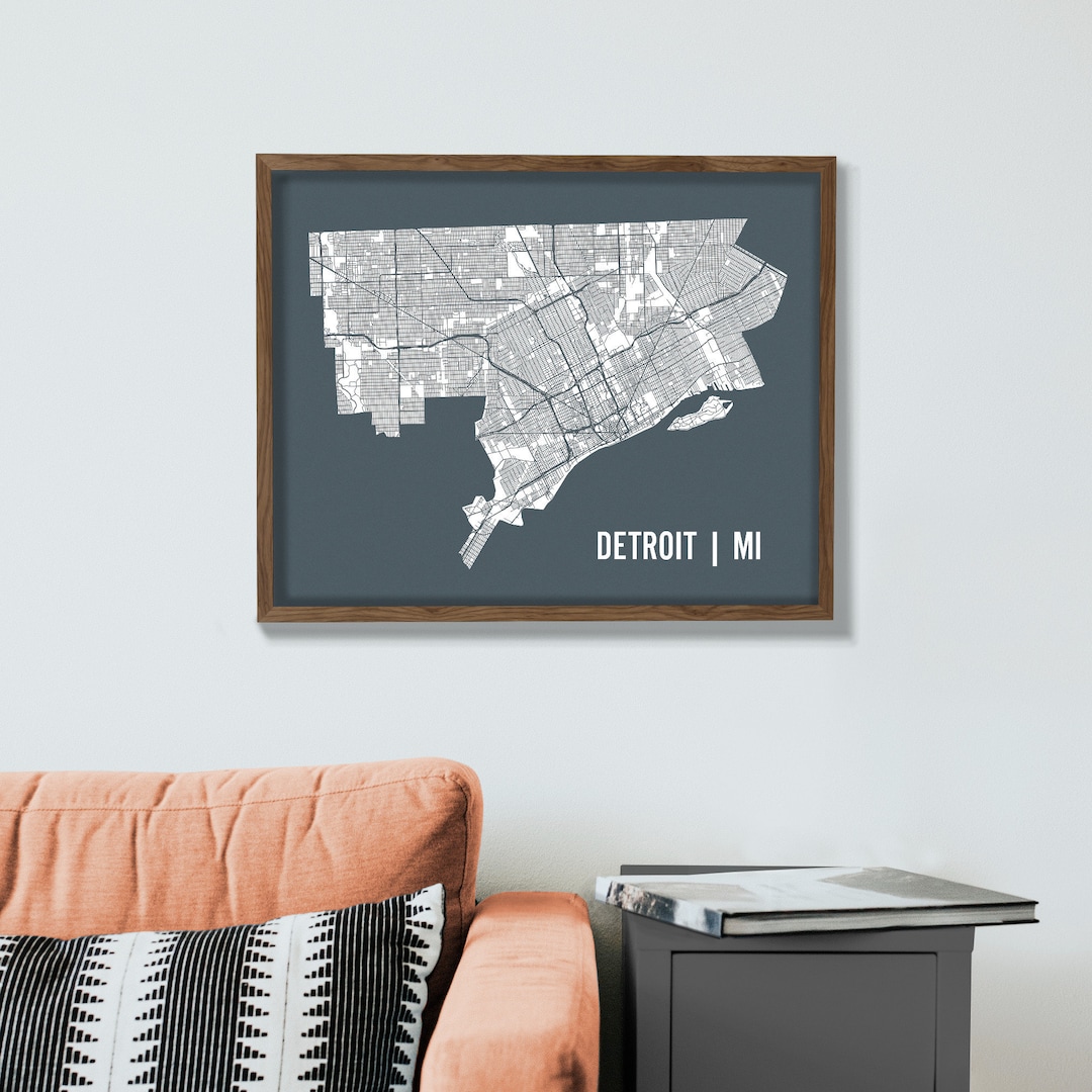 Detroit Map Poster | Detroit Neighborhood Print | Detroit Wall Art ...