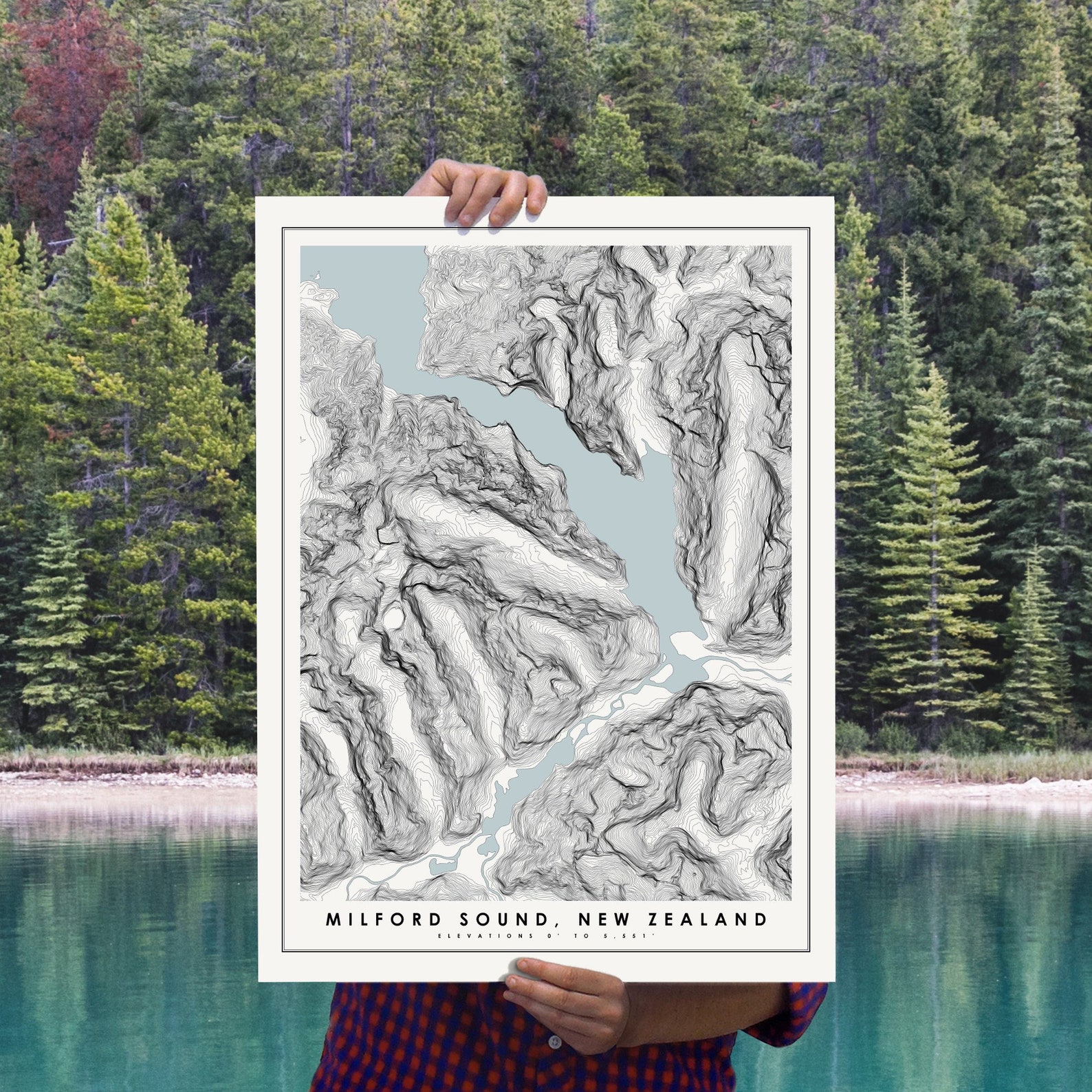 Milford Sound Map Milford Sound Topographic Print Milford | Etsy