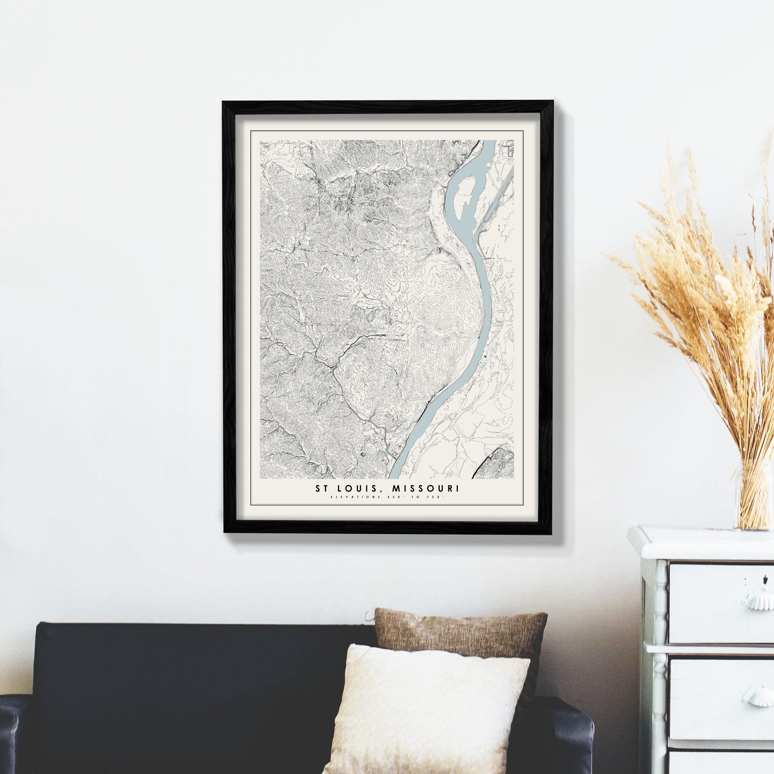 St Louis Map Poster Modern Minimalist Topographical Art Print | Etsy
