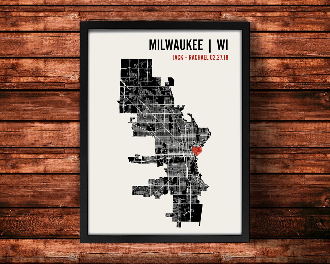 Personalized Milwaukee City Map Art Print - Custom Run Modern Wall ...