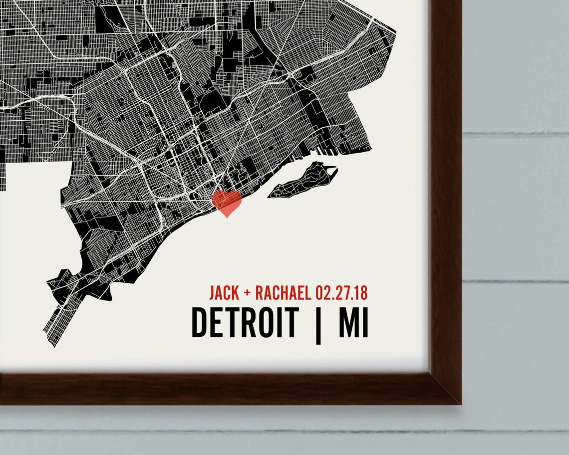 Personalized Detroit City Map Art Print Custom Run Modern - Etsy