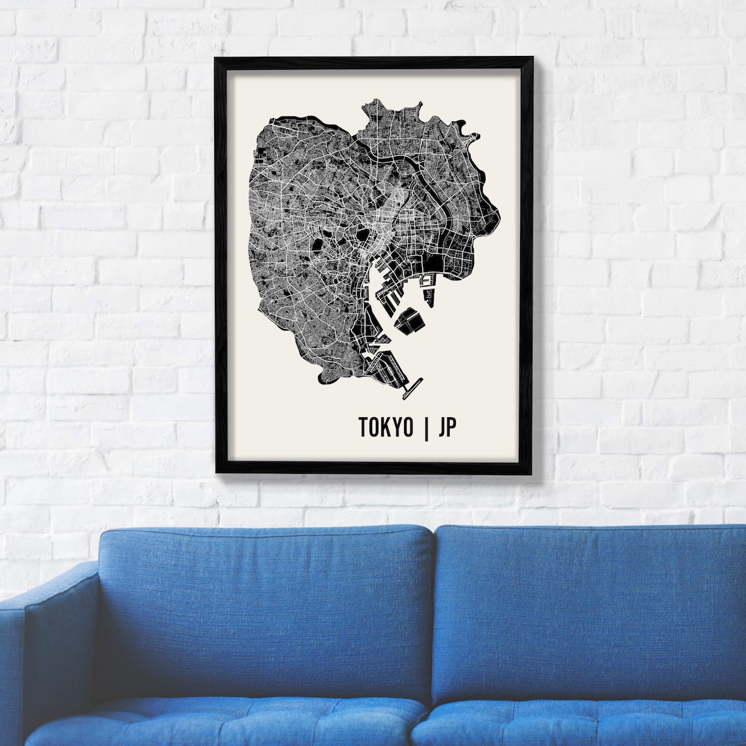 Tokyo Map | Tokyo Wall Art | Tokyo Neighborhood Print | Tokyo Art ...