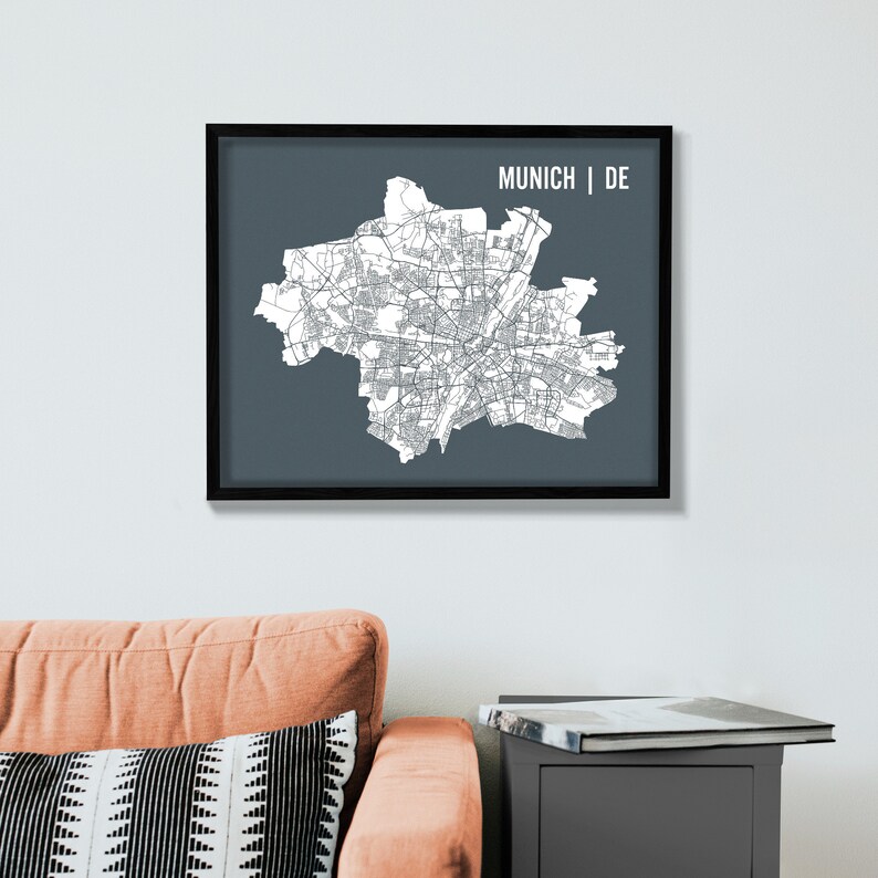 Munich City Blueprint Map Poster 16 X 20 Art Print of Munich - Etsy