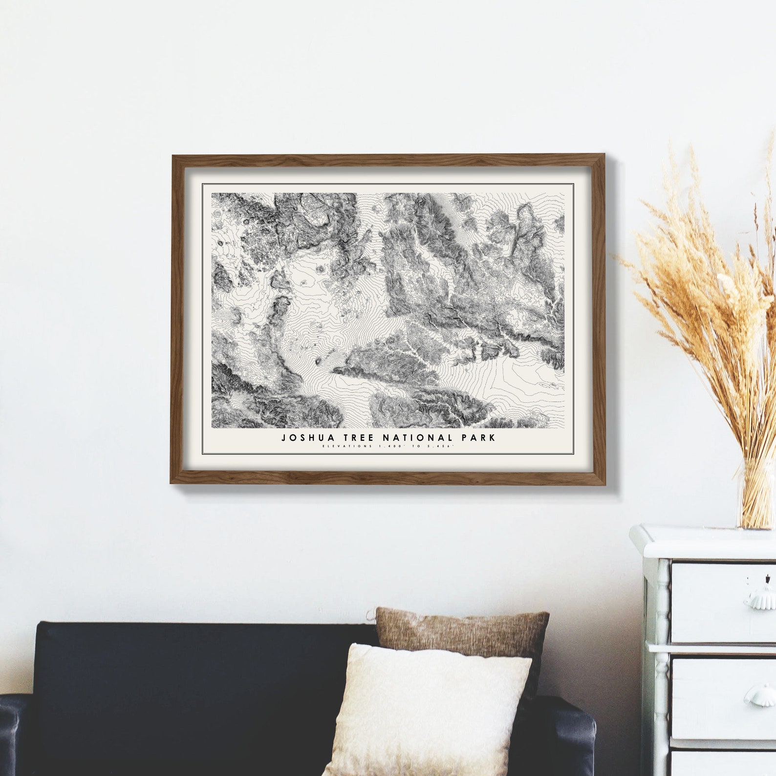 Joshua Tree National Park Map Poster, Modern Minimalist Topographical ...