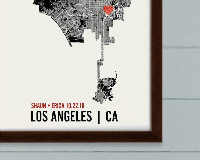 Personalized Los Angeles City Map Art Print Custom Run | Etsy