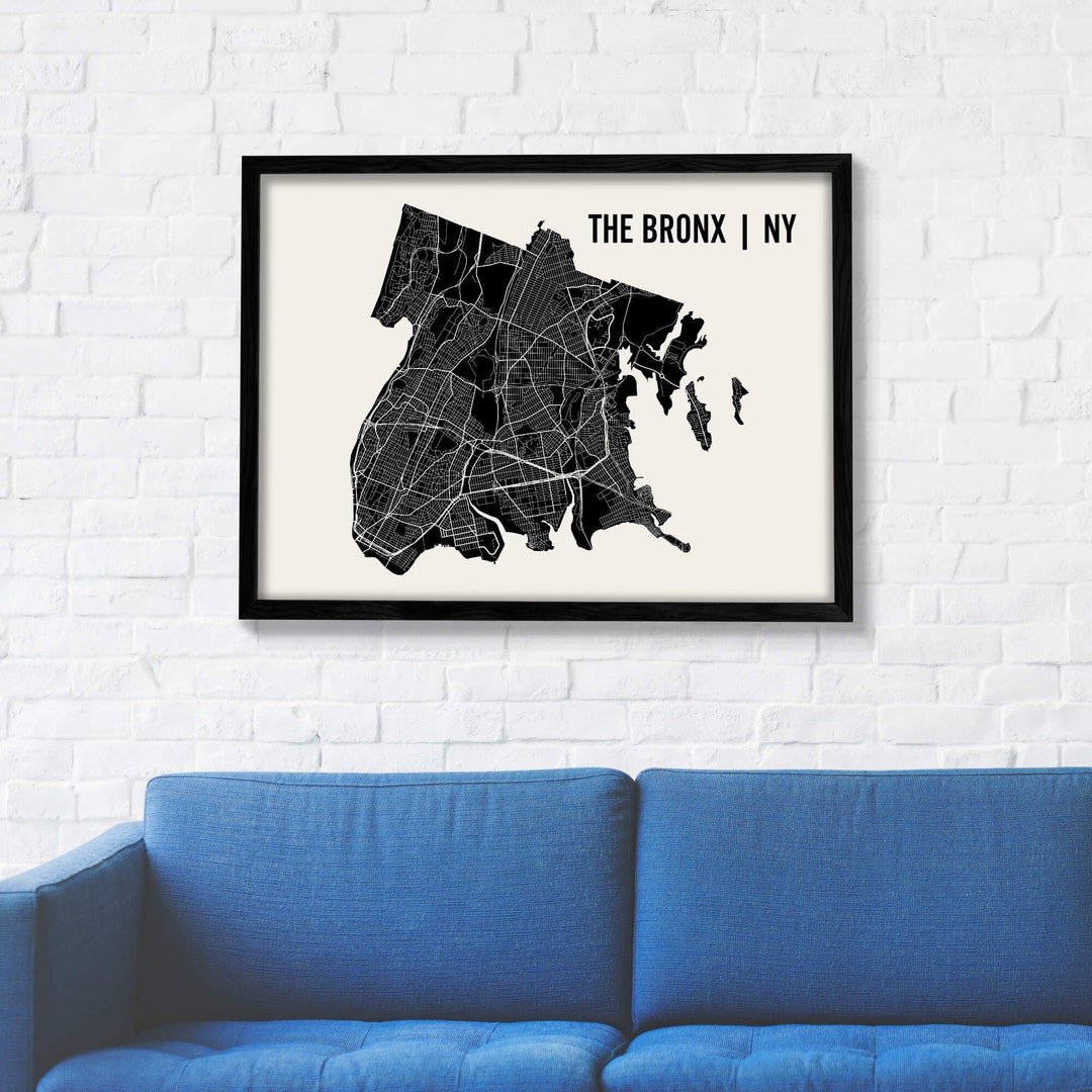 The Bronx Map | the Bronx Wall Art | the Bronx Neighborhood Print | the ...
