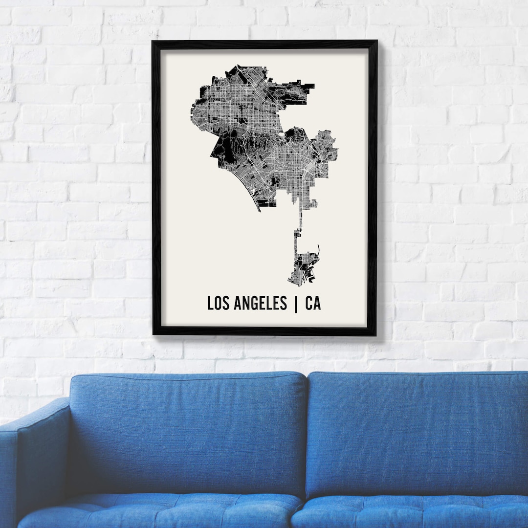 Los Angeles Map Los Angeles Wall Art Los Angeles Neighborhood Print Los ...