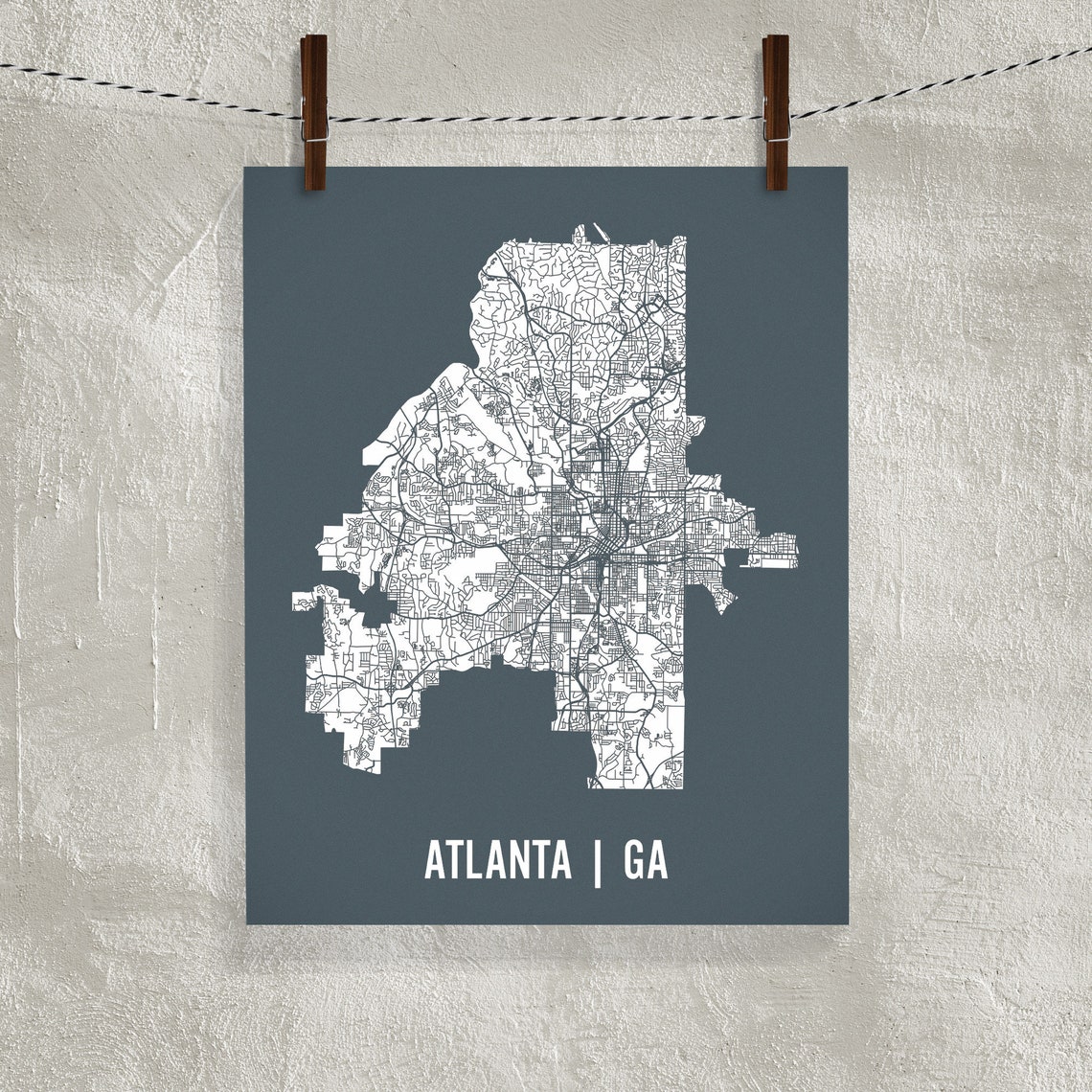 Atlanta City Blueprint Map Poster 16 x 20 Art Print of | Etsy