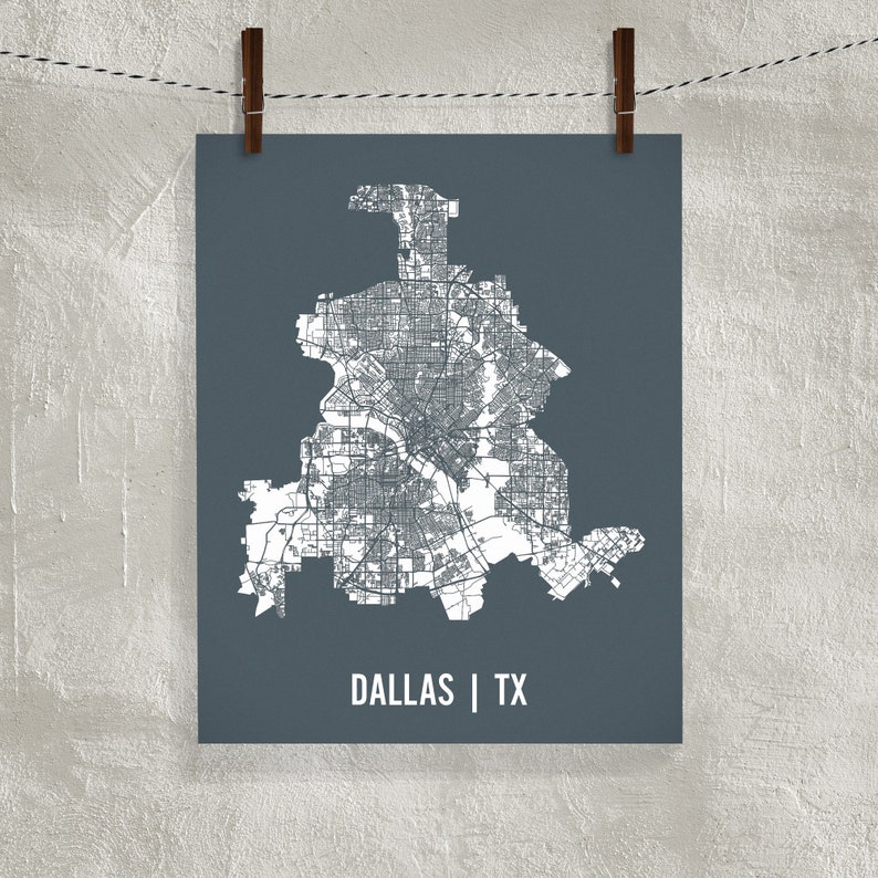 Dallas City Blueprint Map Poster 16 X 20 Art Print of Dallas - Etsy