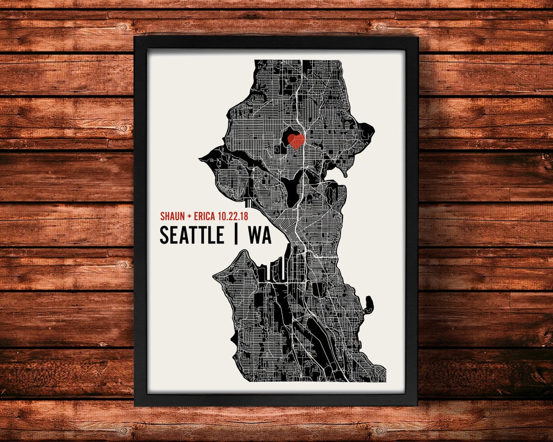 Personalized Seattle City Map Art Print - Custom Run Modern Wall Poster ...