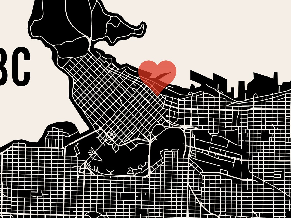 Personalized Vancouver City Map Art Print - Custom Run Modern Wall ...