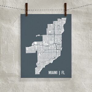 Miami City Blueprint Map Poster, 16 X 20 Art Print of Miami - Etsy