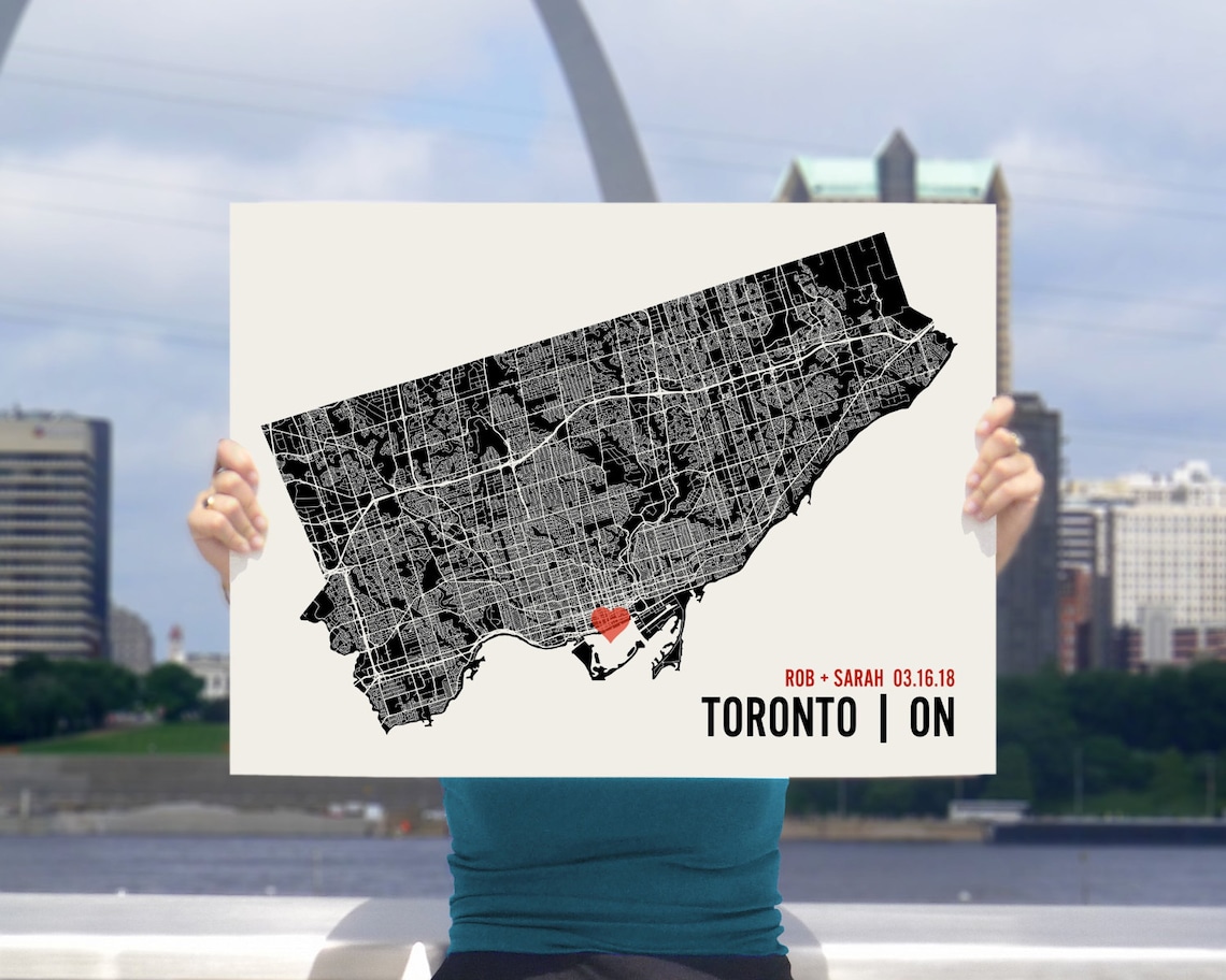 Personalized Toronto City Map Art Print - Custom Run Modern Wall Poster ...