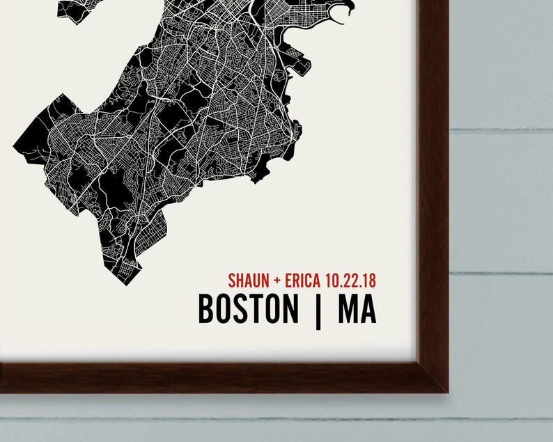 Personalized Boston City Map Art Print Custom Run Modern | Etsy