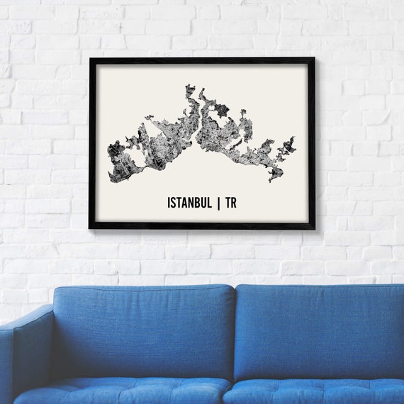 Istanbul Map Istanbul Wall Art Istanbul Neighborhood Print | Etsy