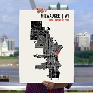 Personalized Milwaukee City Map Art Print - Custom Run Modern Wall ...