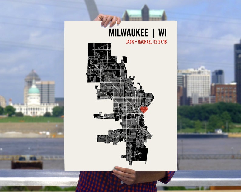 Personalized Milwaukee City Map Art Print - Custom Run Modern Wall ...