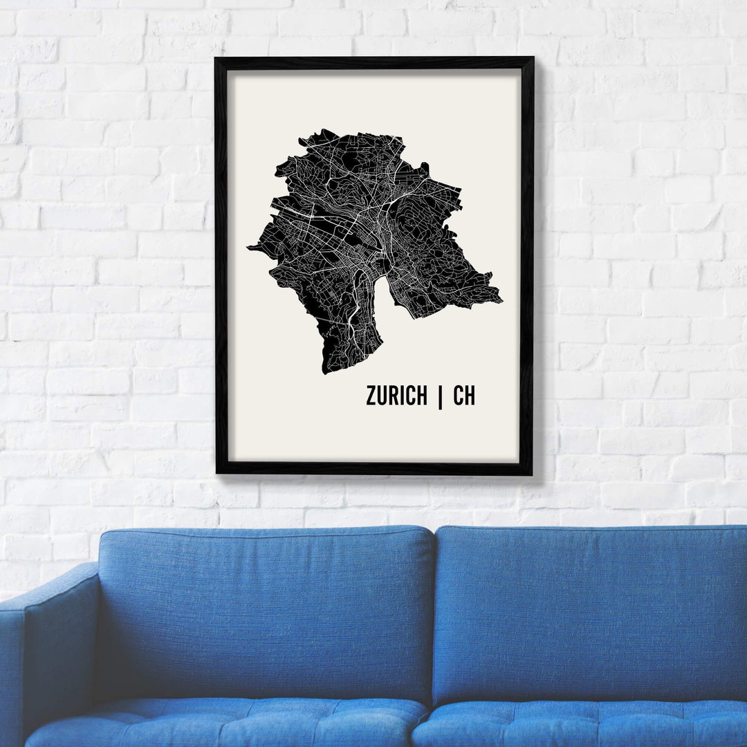 Zurich Map | Zurich Wall Art | Zurich Neighborhood Print | Zurich Art ...