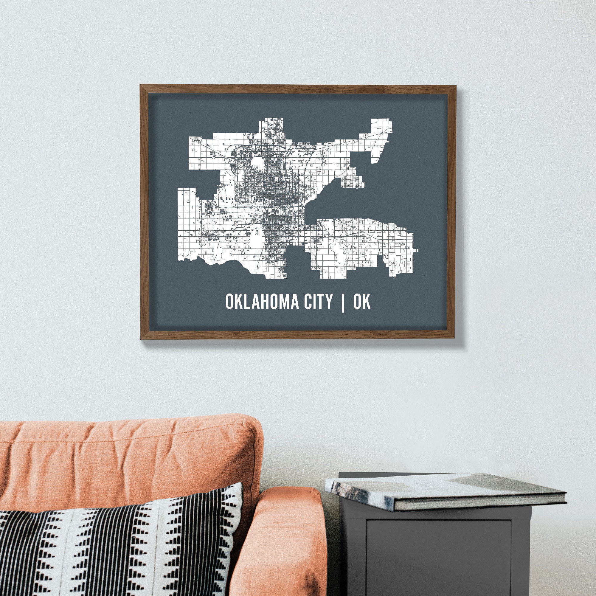 Oklahoma City Blueprint Map Poster, 16 X 20 Art Print of Oklahoma City ...